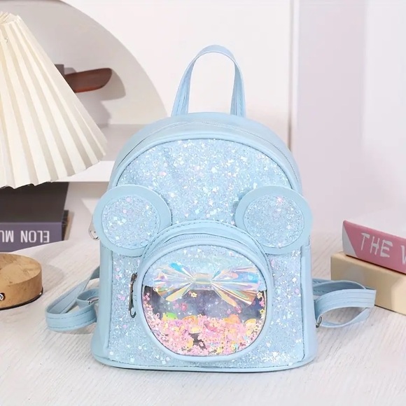 Bags | Minnie Blue Backpack With Sequence | Poshmark